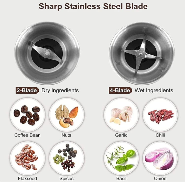 200w 150g Large Capacity Spice Grinder Mill Food Mixer Machine Portable ...