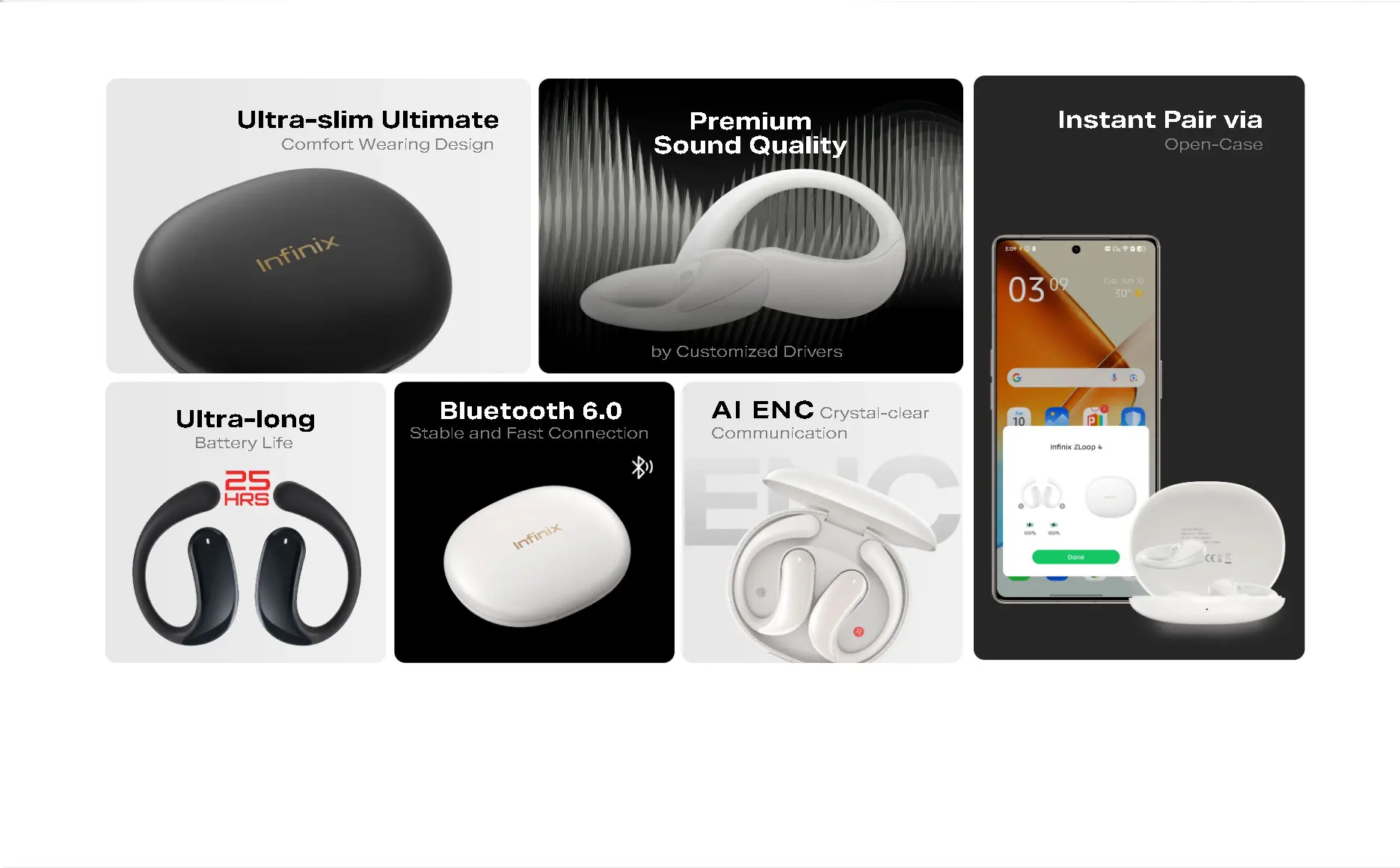 Infinix ZLoop 4 XE04G In-Ear Black Headphones with LED Indicator ...