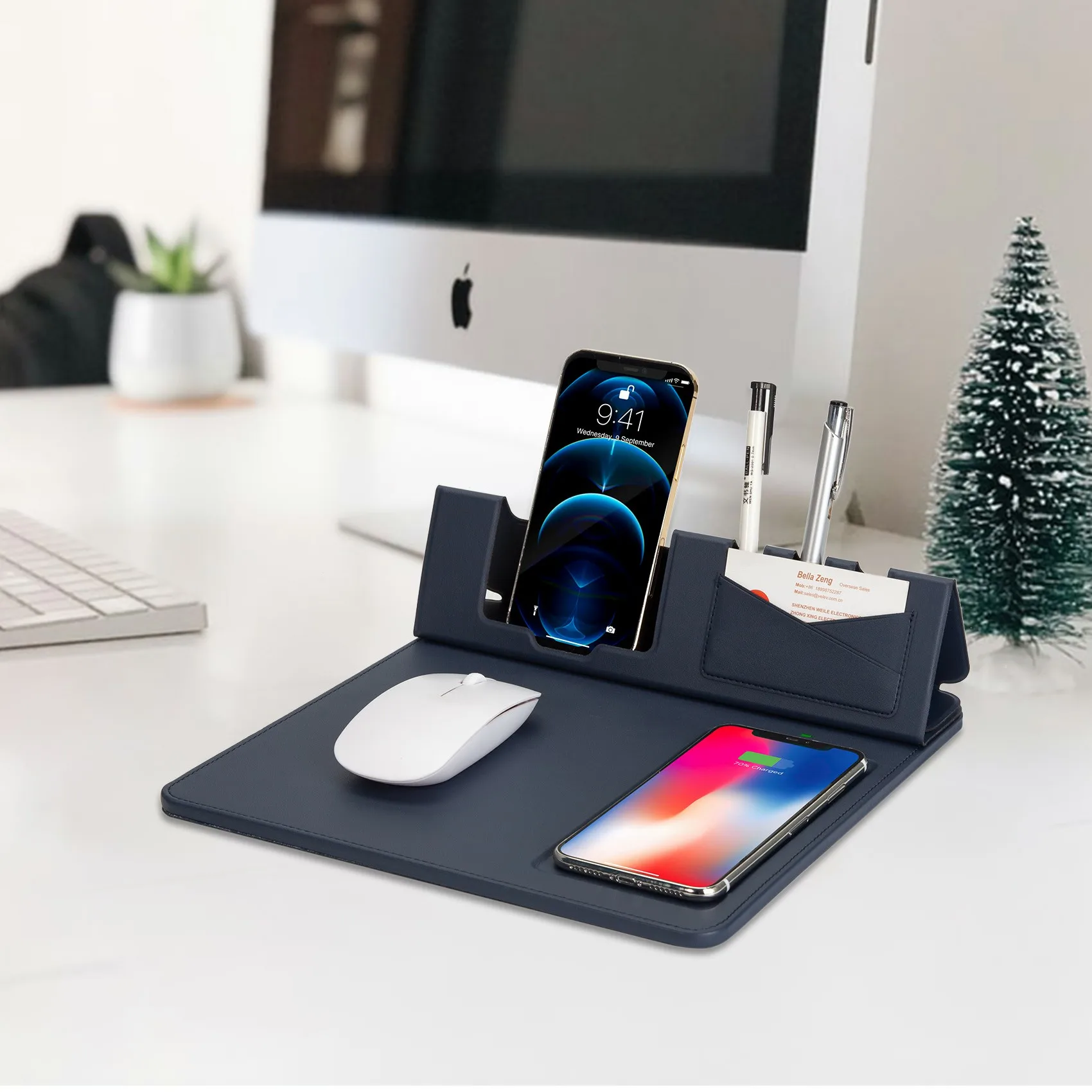 Fc Foldable Wireless Fast Charger Mouse Pad With Phone Stand Wireless ...