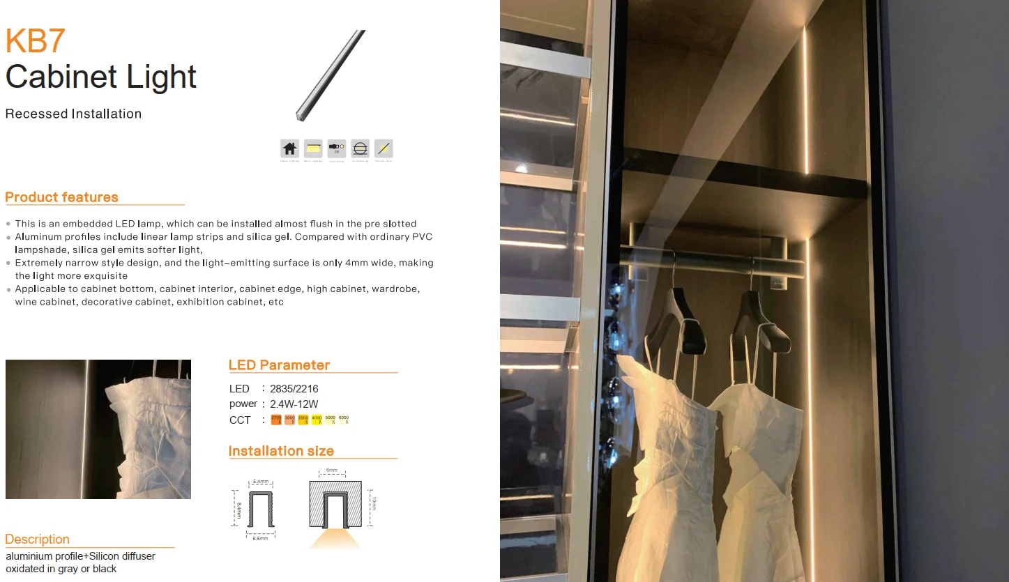 Surface Mounted Aluminum Profile Oblique Lighting Lamp Stick Wardrobe ...