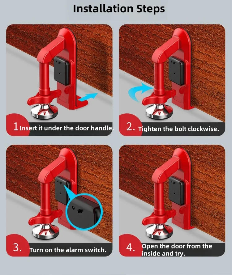 Heavy Duty Security Door Jammer Lock Travel Alarm Door Closer