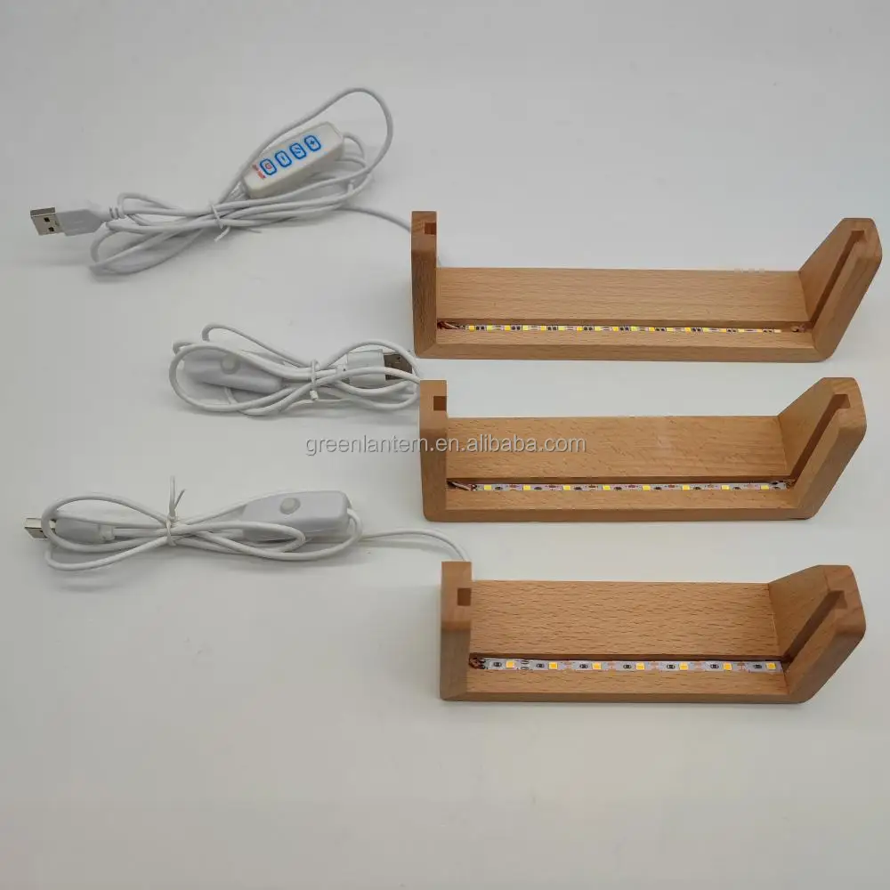 Led Wooden Base Display Stand U-shaped Photo Frame Acrylic Art Light ...