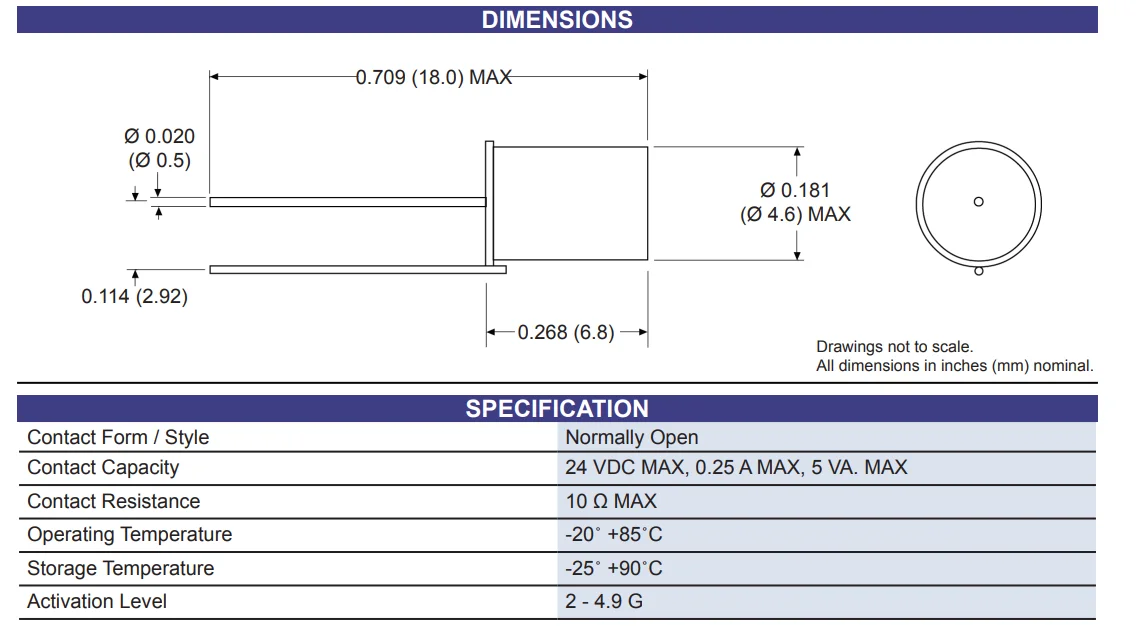 Shock / Acceleration Switch Comus Switch Asls-2/asls-5 High Quality ...