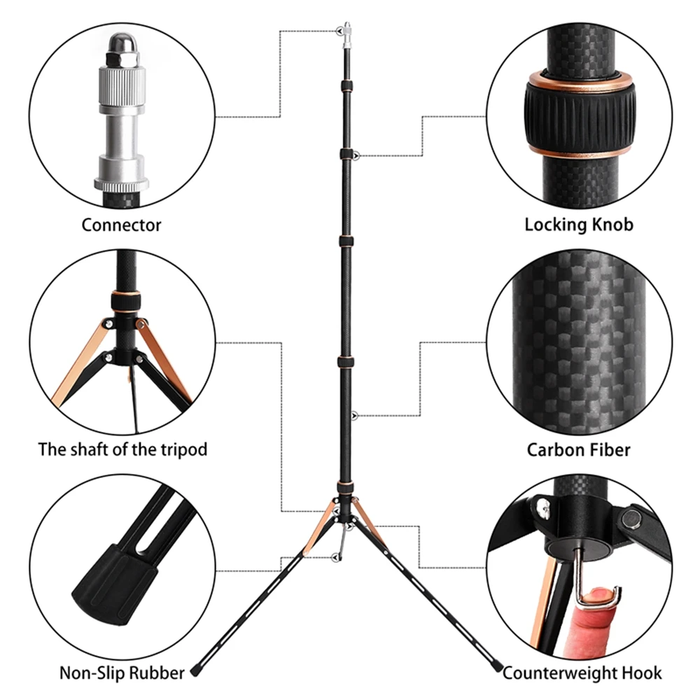 Carbon Fiber Light Stand Tripod - 7ft Professional Support