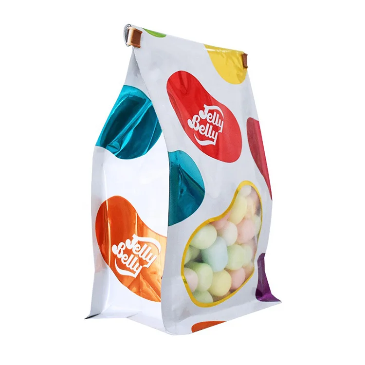 Custom Flat Bottom Soft Sweets Gummies Jelly Beans Candy Packaging ...