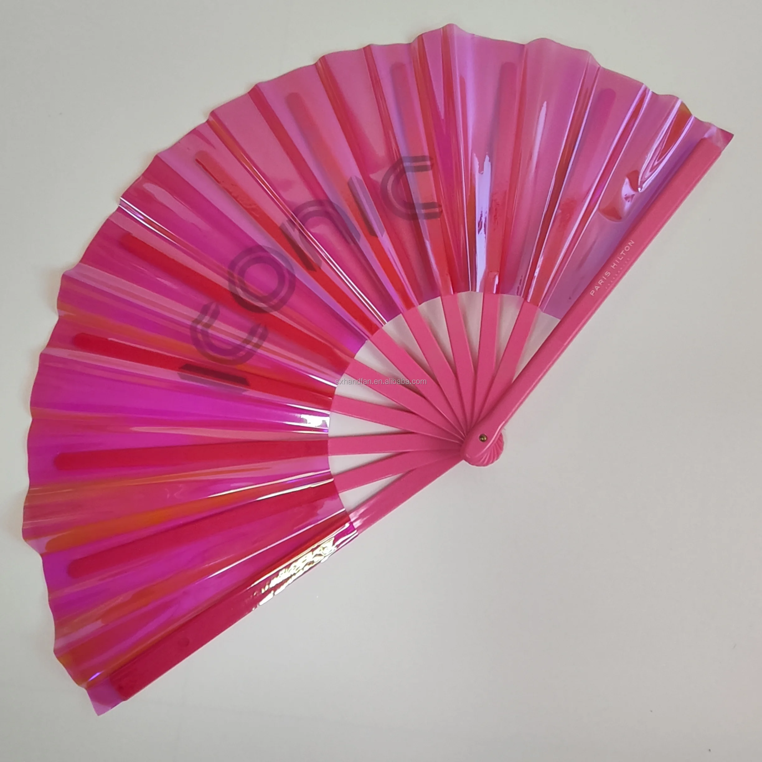 Laser Pvc Rave Glitter Reflective Big Size Folding Large Hand Fan For ...