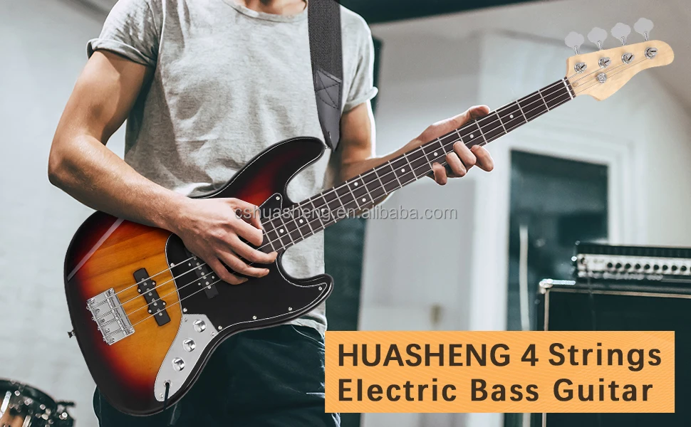 HUASHENG Full Size Electric Bass Kit - 4 Strings Gjazz