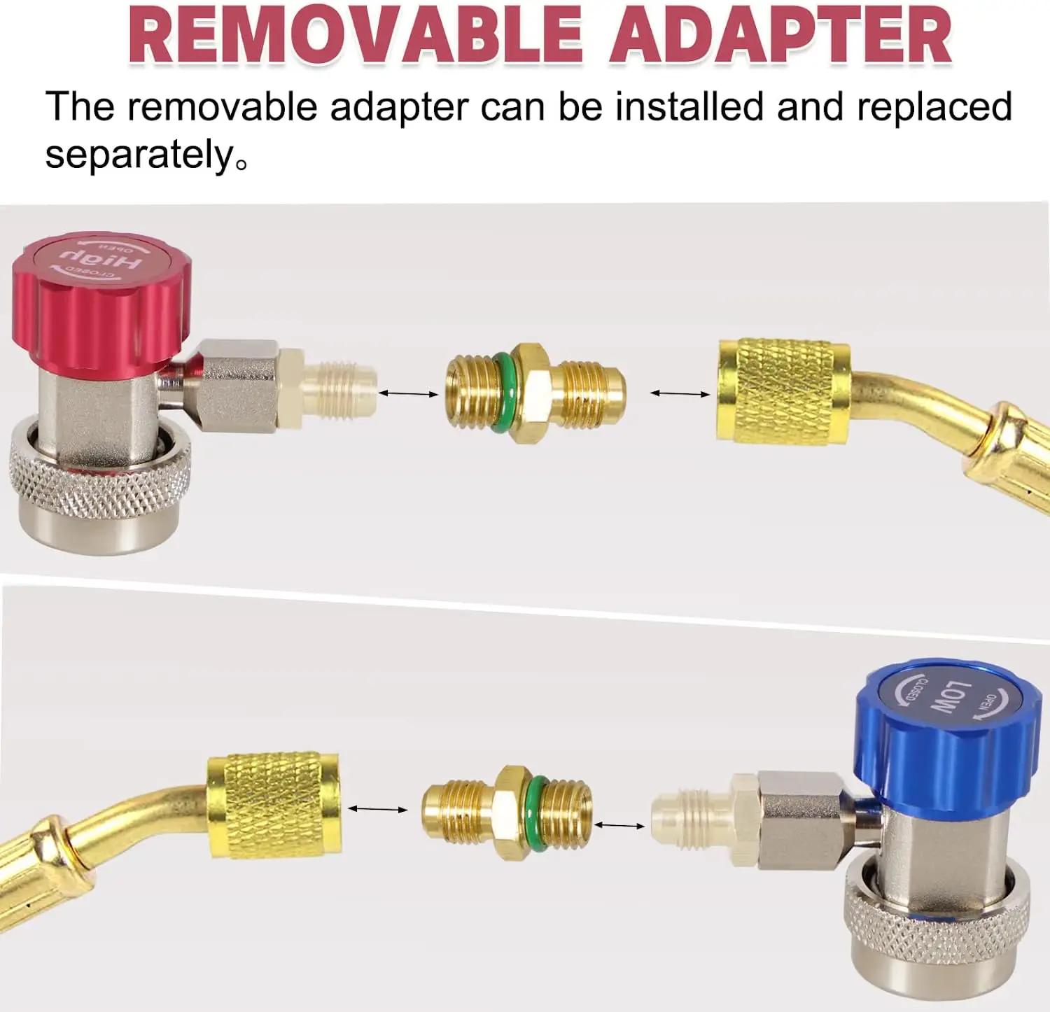 Adjustable R134a Quick Coupler Adapters Hp And Lp Connectors Kit For ...