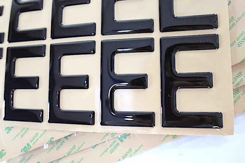 Custom 3D Epoxy Gel Letter Number Plate with 3M 468 Tape
