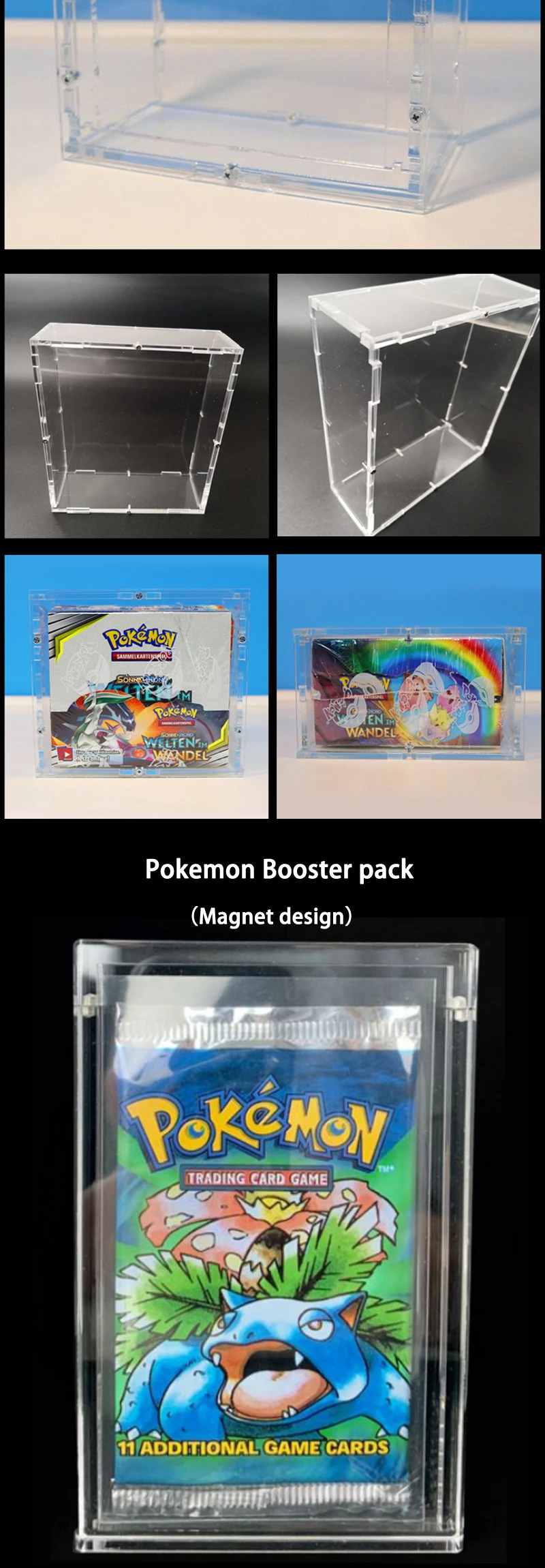 Custom Pokemon ETB Display Case with Magnet Lid Acrylic Box