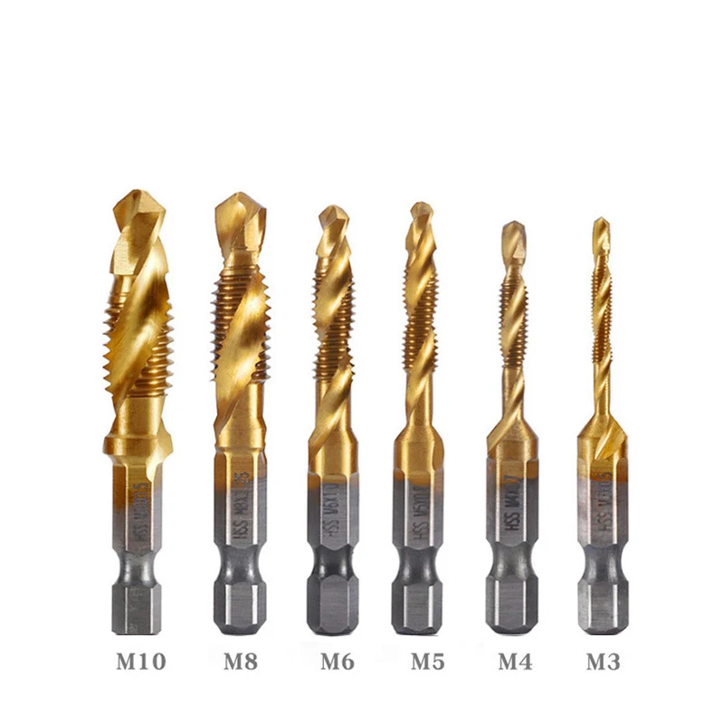High Quality Hex Shank Drill Bit and Tap Set Titanium Coated HSS for ...