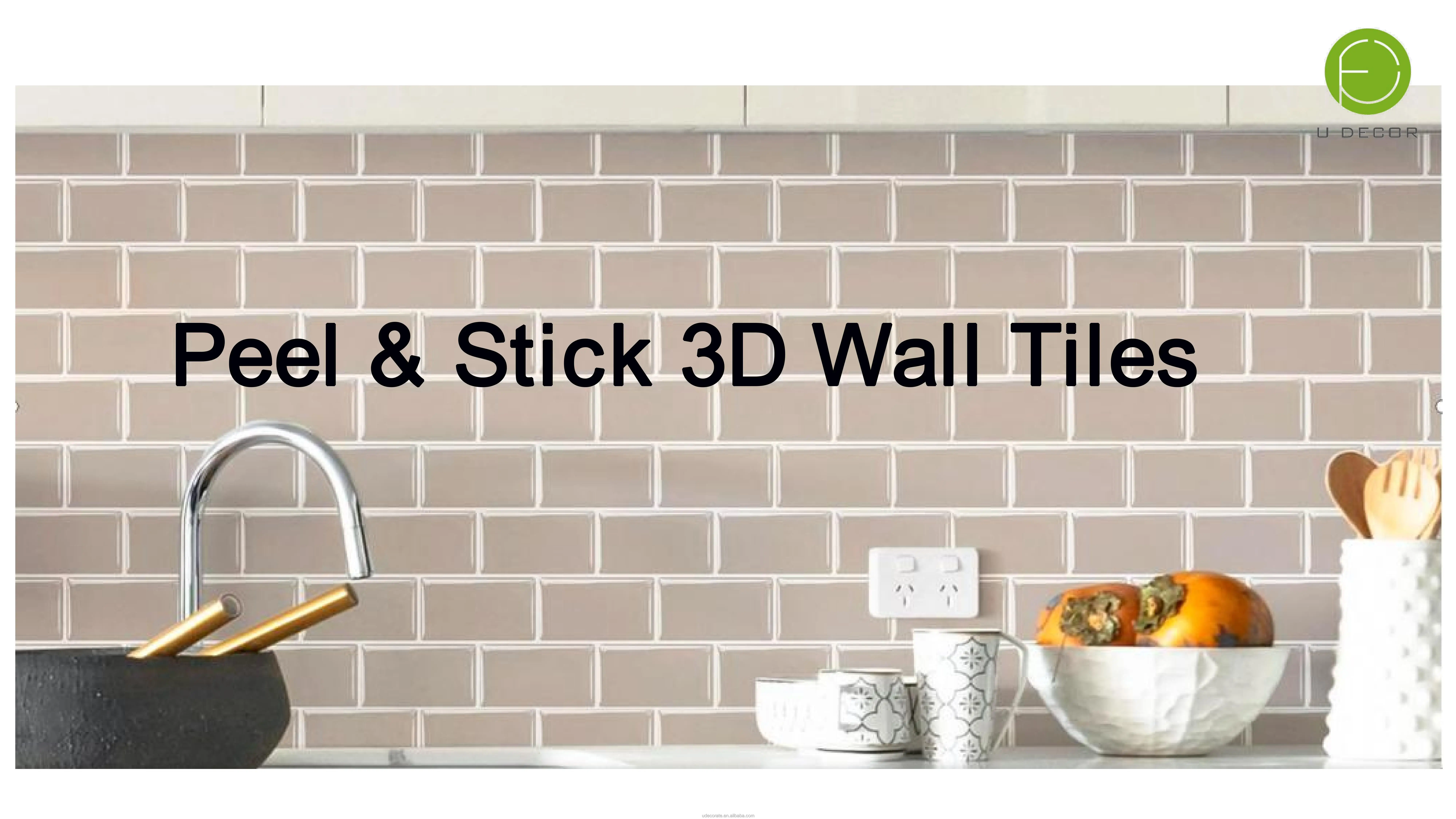 Udk Aluminium Film Adhesive Tiles With Heat-resistant 3d Pu Gel Layer For Kitchen And Bathroom ...