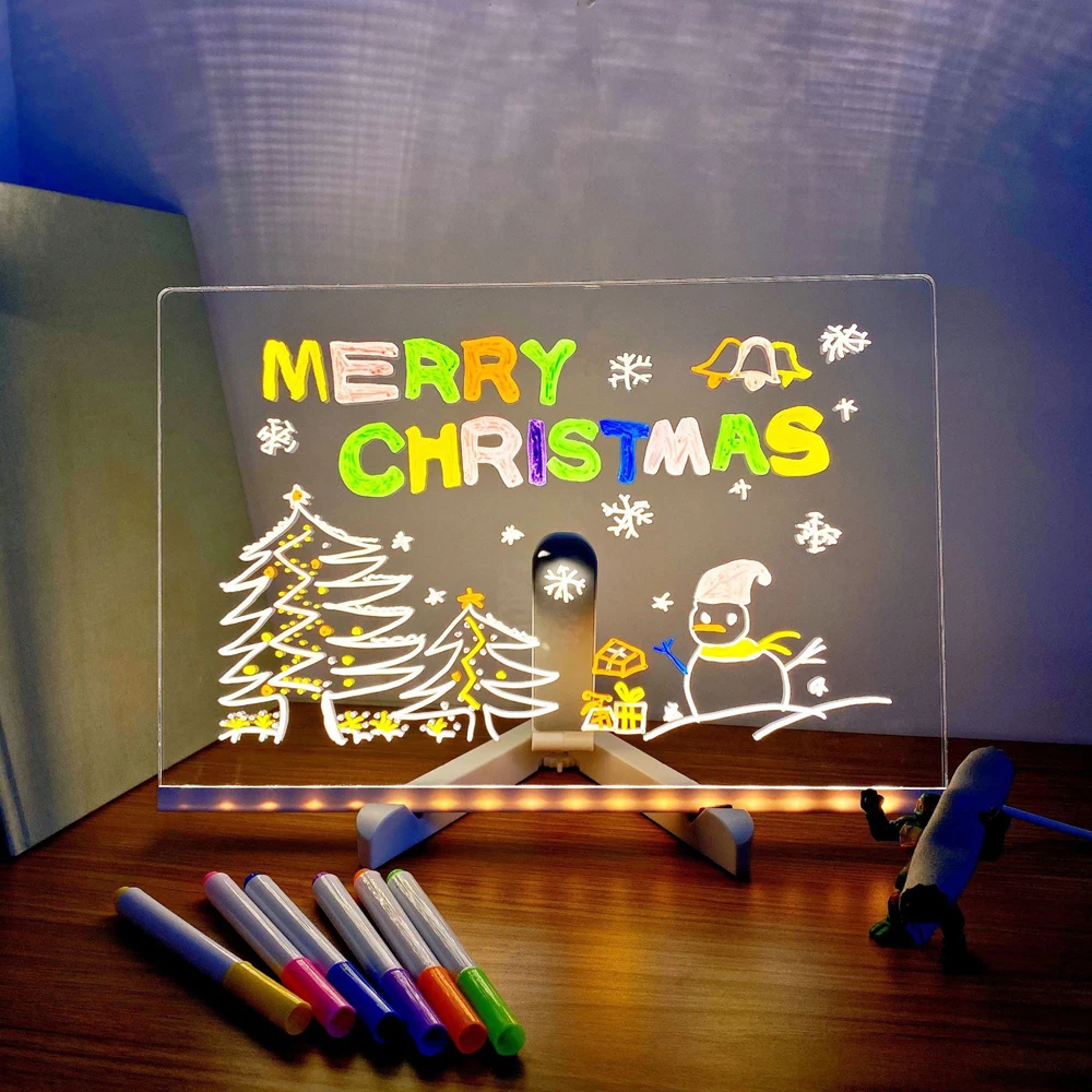 Message Board Lamp with 7 Color Erasable Markers - Rewritable LED Light ...