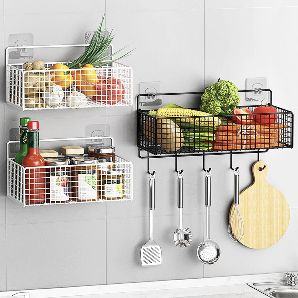 Kitchen And Washroom Wall Hanging Perforation-free Storage Rack,Size ...
