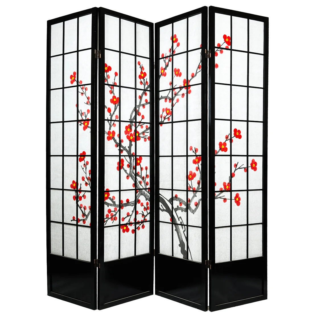 Traditional Cherry Blossom Shoji Screen 3-panel Folding Wood Room ...