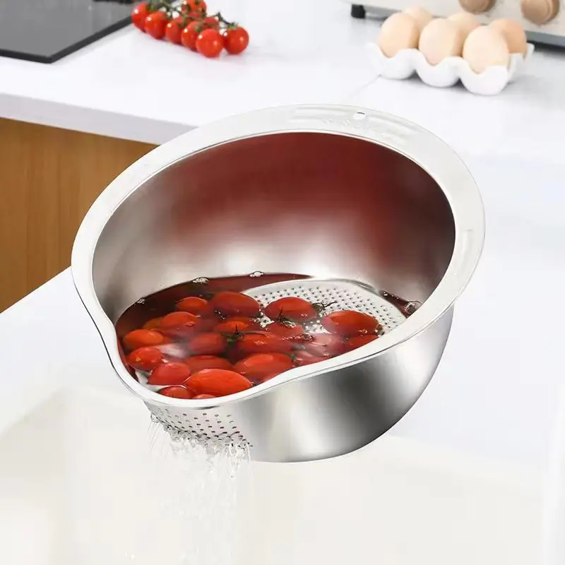 Innovative Design Slanted Bottom Rice Washing Bowl Efficient Draining ...