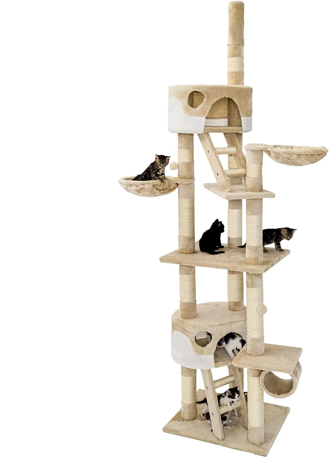 Easy To Assemble Dangling Hammock Cat Tree Cat Play Climbing Activity ...