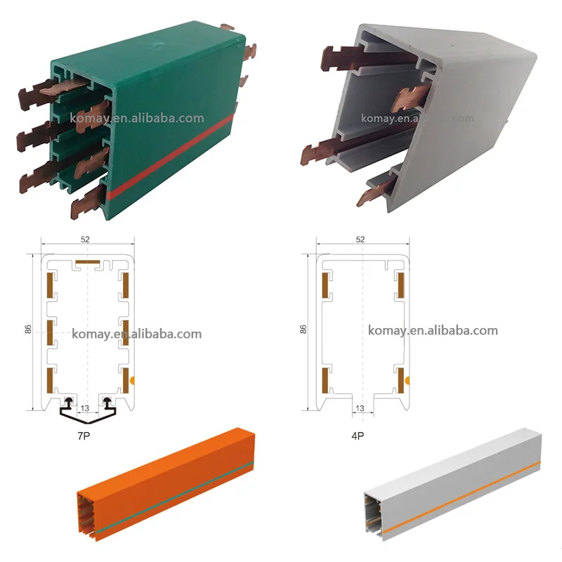 Komay Enclosed Trolley Conductor Busbar Power Rail For Overhead Crane ...