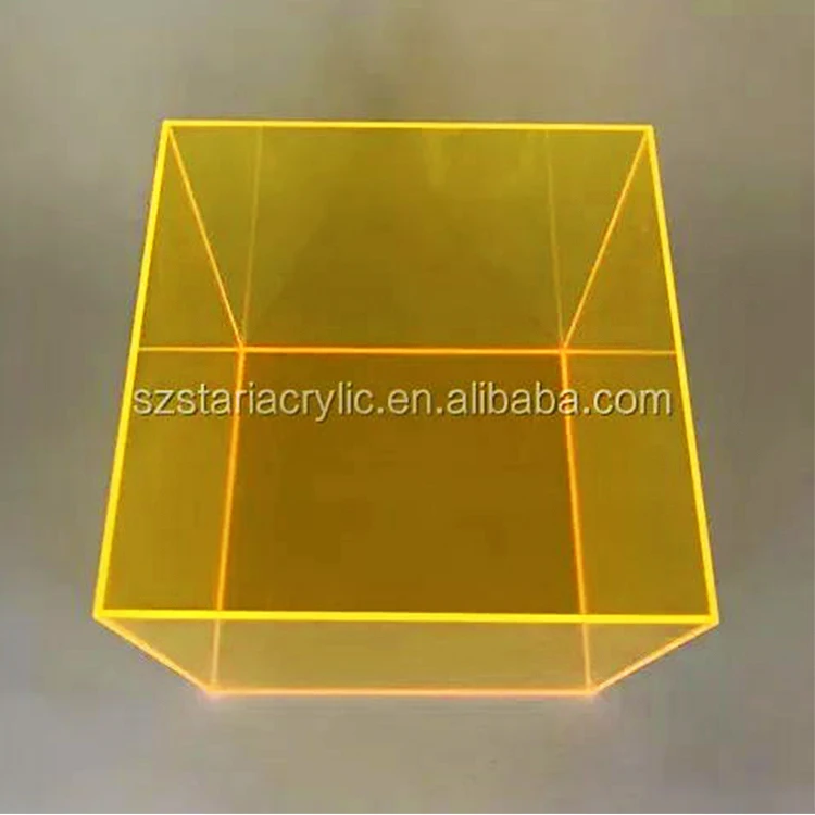 Neon Yellow Acrylic 5 Sided Box - Versatile Storage Cube