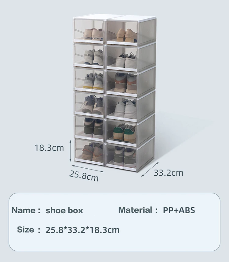 Custom Stackable Organizer Plastic Clear Shoe Containers Transparent ...