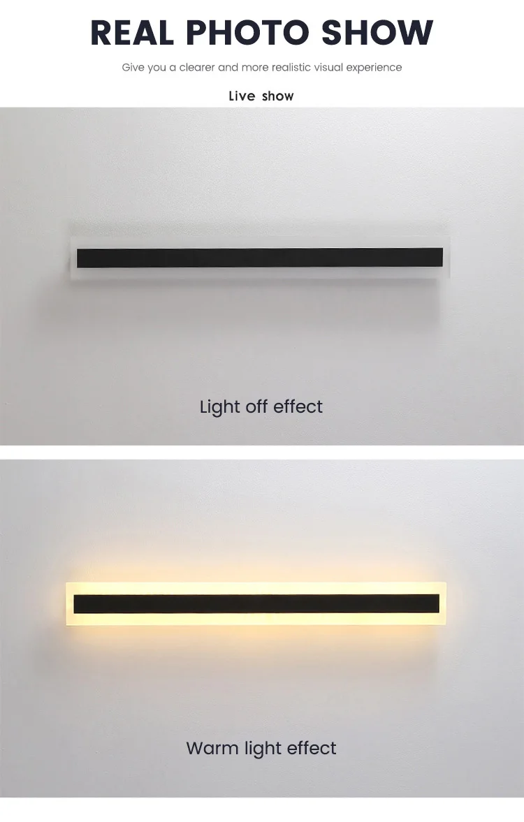 Modern Outdoor Exterior Linear Strip Wall Lamp Warm White Garden Sconce ...