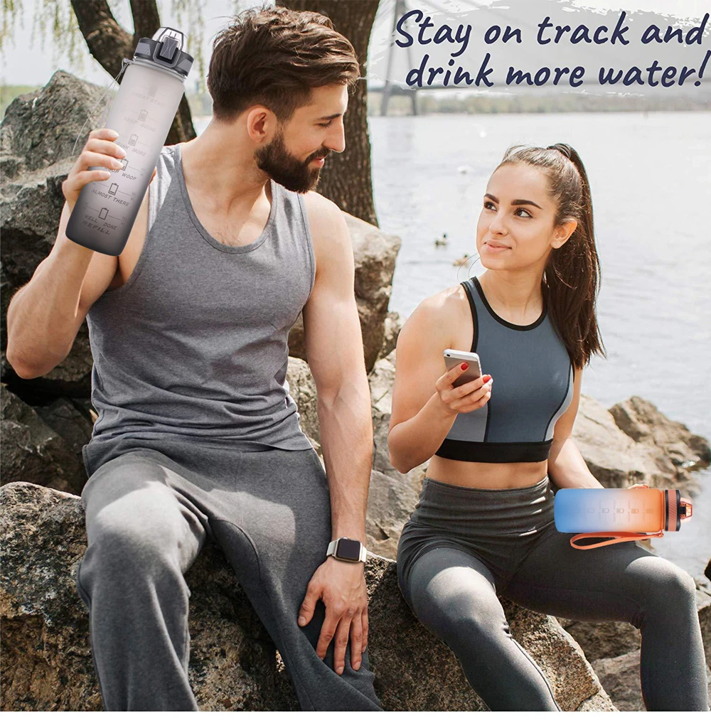 Leejo Flip Straw Work Out Lock Scale Portable Reusable Water Bottle ...