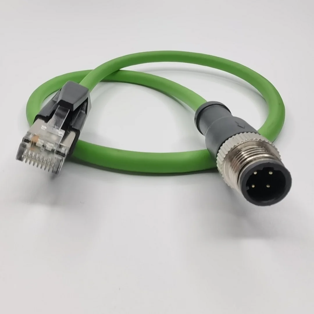M12 Connector 4 Pin D Code Male RJ45 Plug Industrial Profinet EtherCAT ...