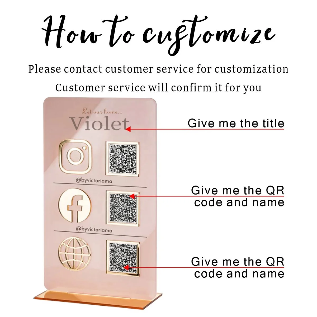 Custom Table Top Qr Code Display Stand Facebook Instagram Tabletop ...