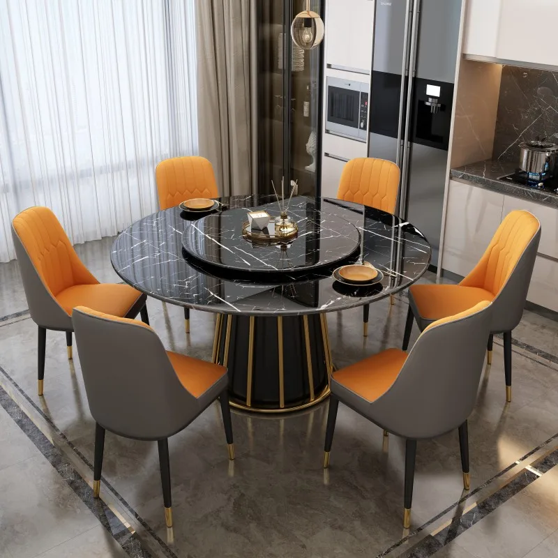 Light Luxury Modern Dining Table Round Turntable Simple Marble Dining ...