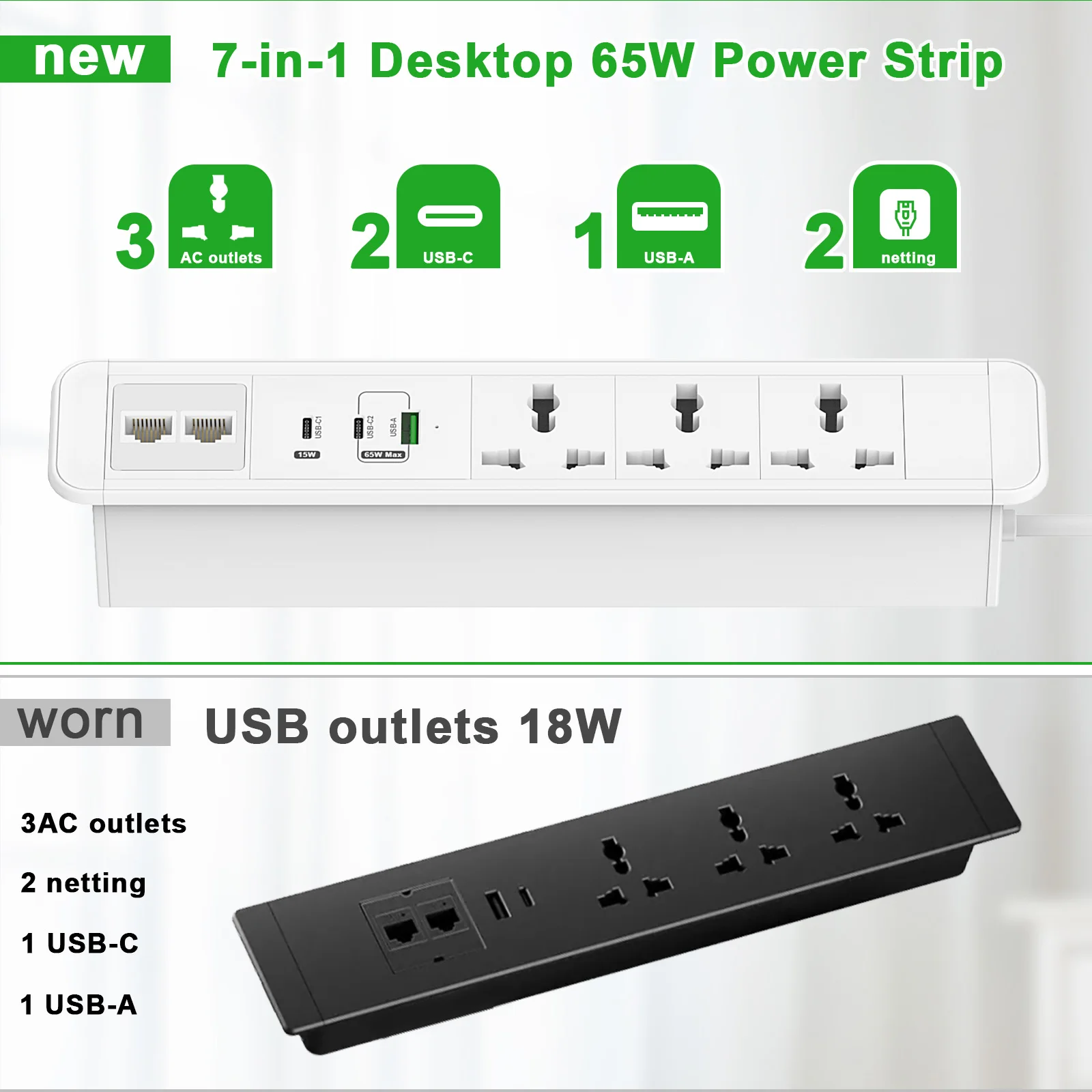 Universal Power Strip with Usb Port Type G Plugs and Sockets Furniture ...