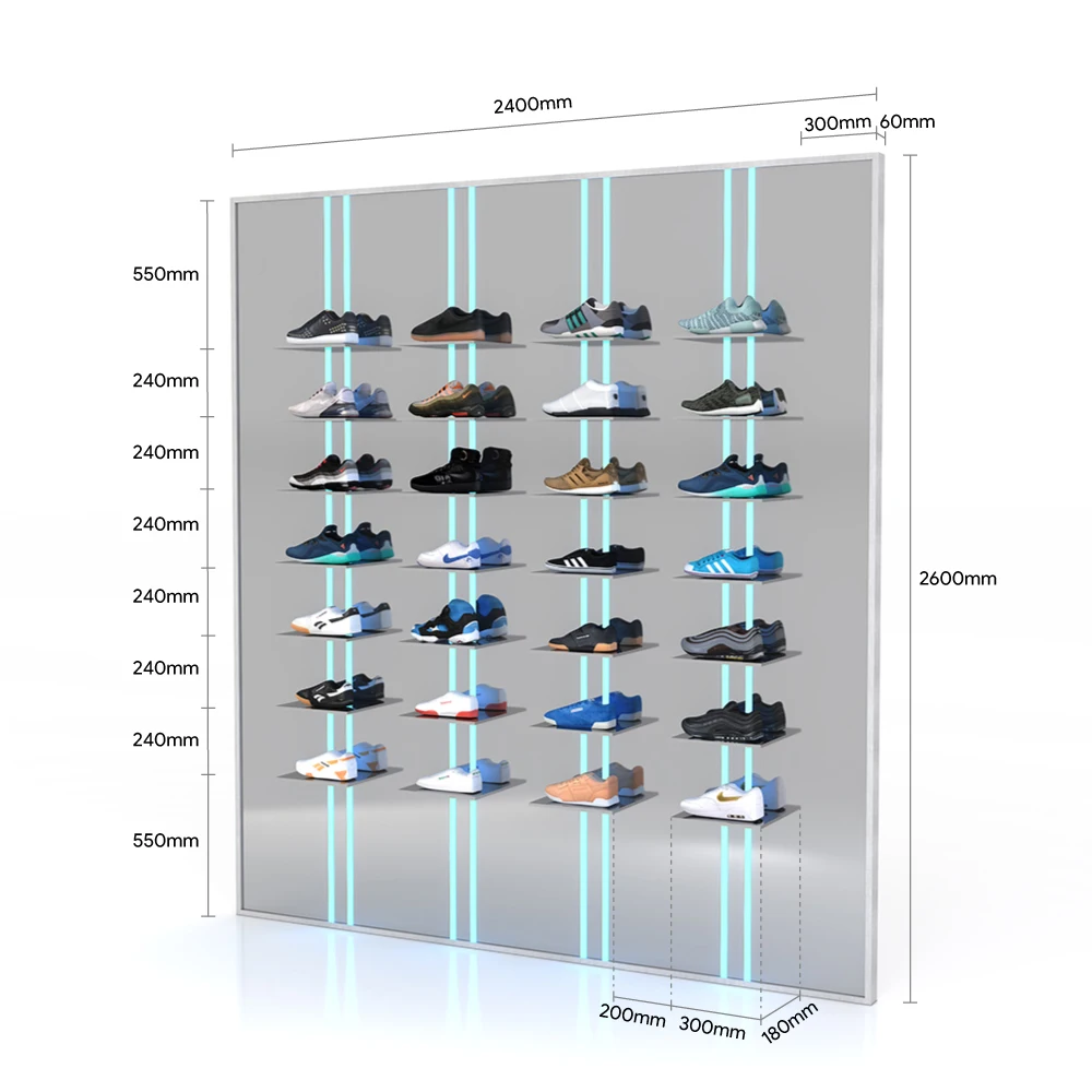 Custom Sport Footwear Store Fixtures - LED Display