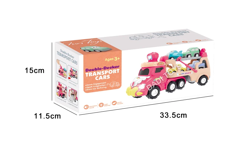 2023 Assembled Plastic Carrier Trailer Double Deck Friction Toy Vehicle ...