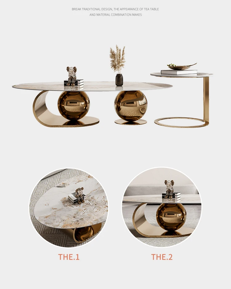 Minimalist Unique Design Stainless Steel Base Coffee Table