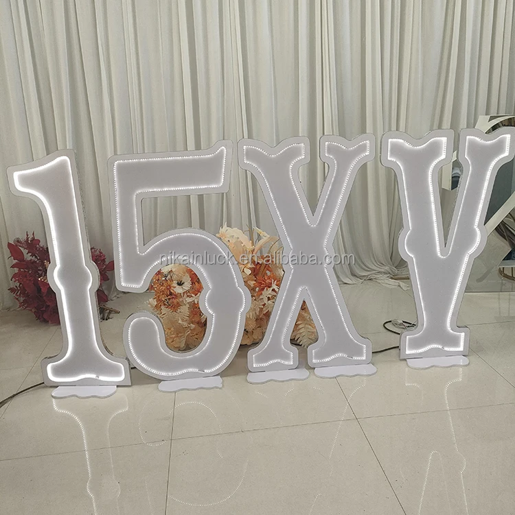 Party Events Backdrop Decoration XV Marquee Lights Letters Black Metal ...