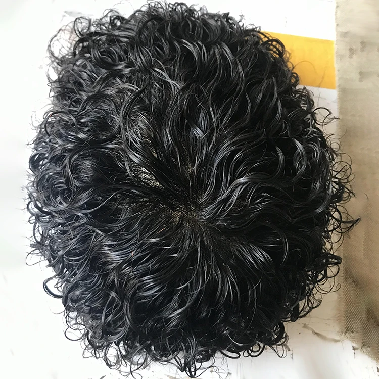 Custom Lace Base Curly Wave 100% Human Hair Prosthesis