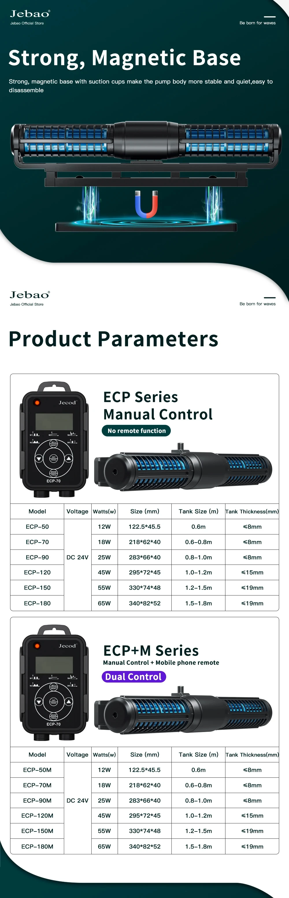 Jebao Ecp Series Cross Flow Pump With Lcd Controller Manual Wifi Control Fish Tank Aquarium ...