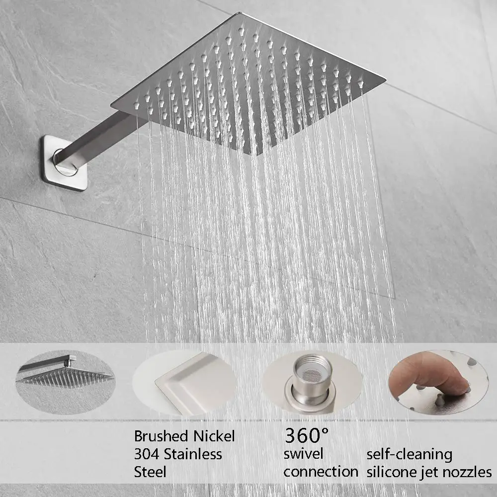 Modern Hotel Custom Bath Concealed Rainfall Showers Faucet Mixer Rain ...