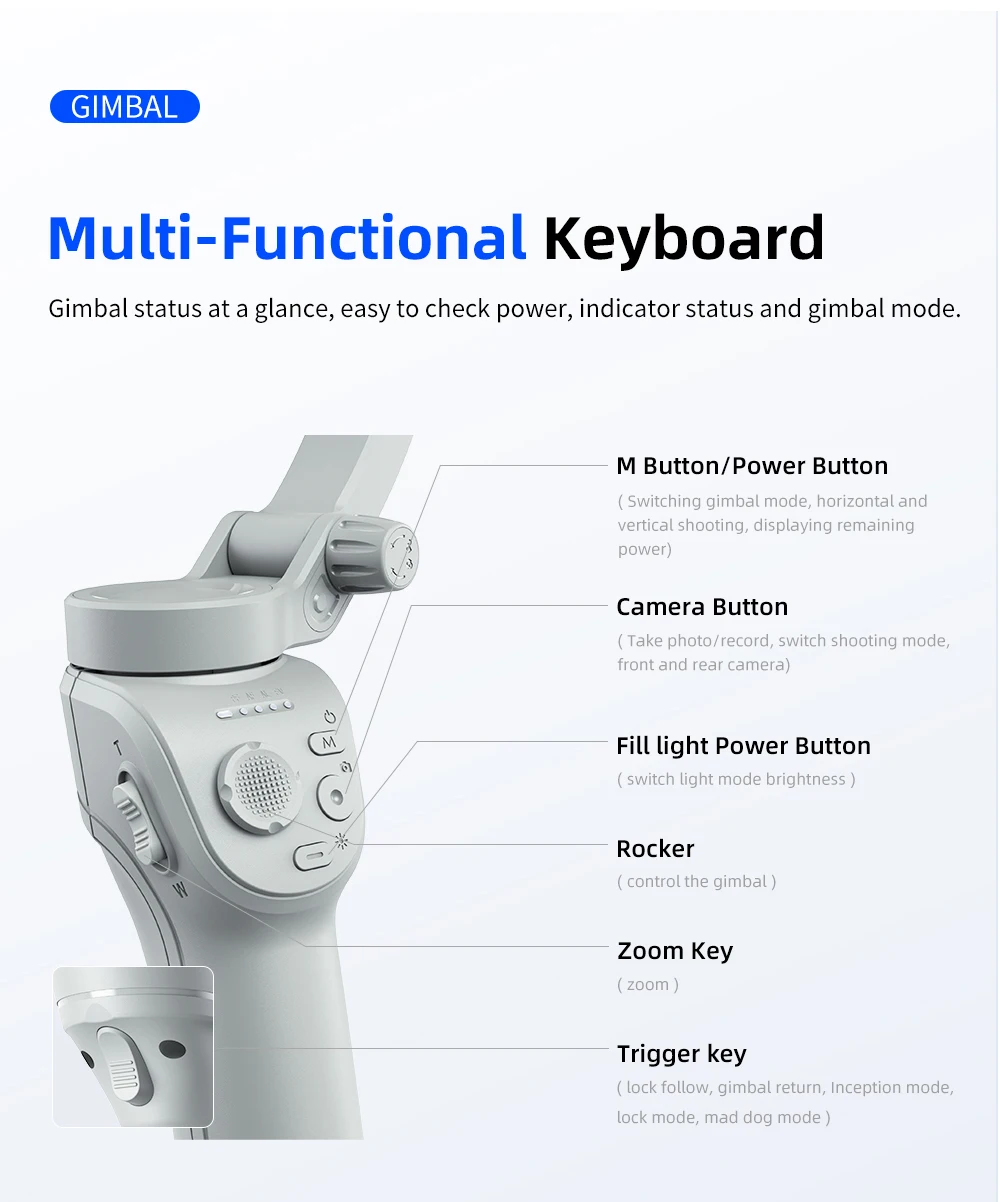 Alibaba.com: 3-axis smart gimbal stabilizer with fill light, portable foldable design : Source ...