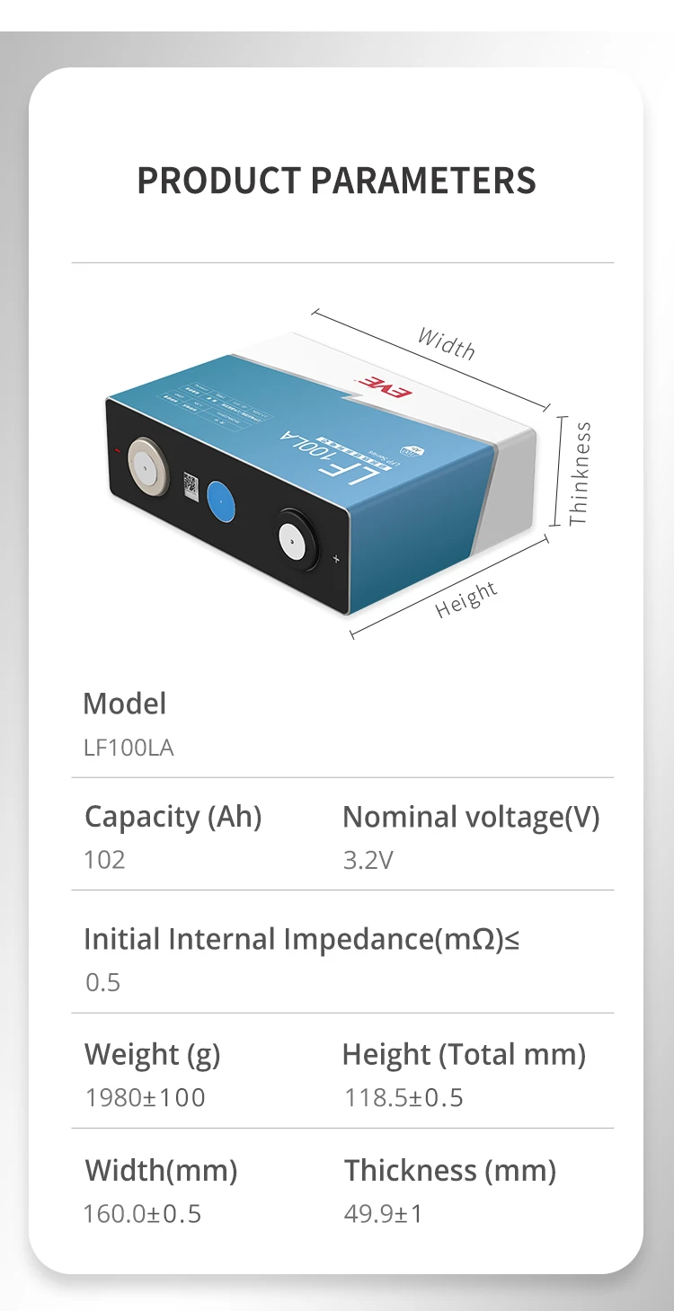 Eve New A Grade Lf100la 100ah 200ah Ess 3.2v 48v Lifepo4 Battery Eve Battery Lifepo4 Home Solar ...