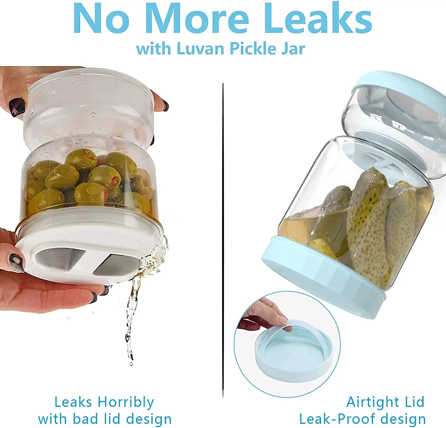 Alibaba.com: 34oz Olive Hourglass Jar with Strainer, Airtight Kimchi ...