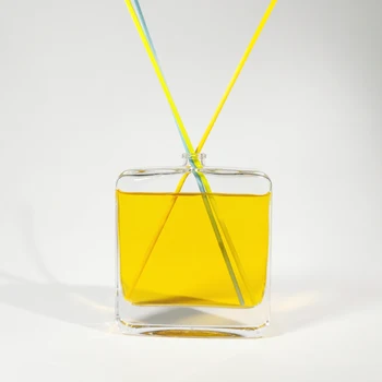Wholesale 100ml Empty Luxury Flat Square Clear Perfume Reed Glass Diffuser Bottle With Reed ...