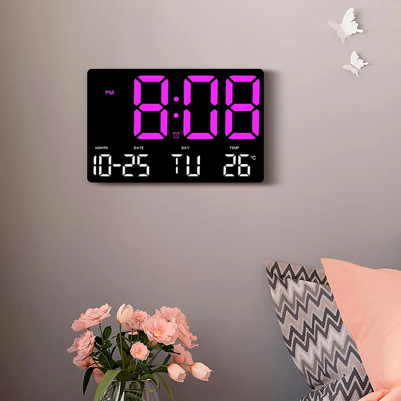 Large Digital Wall Clock with Big LED Screen Display Temperature for ...
