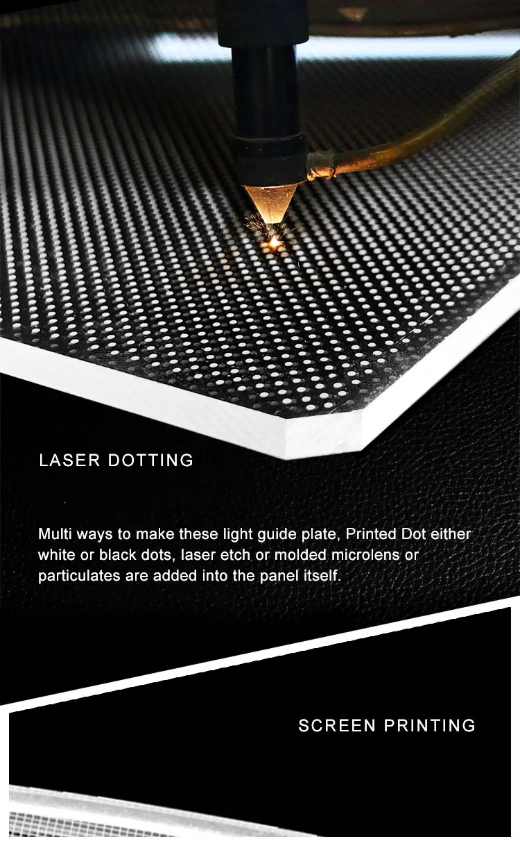 KUNXIN Clear 3mm 4mm 6mm PMMA Acrylic Laser Dotting Light Guide Panel OEM