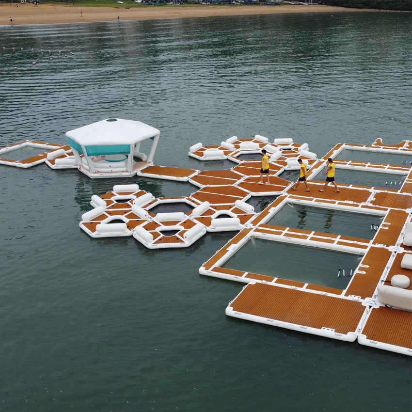 Outdoor Drop Stitch Inflatable Teak Floating Dock With Eva Portable ...