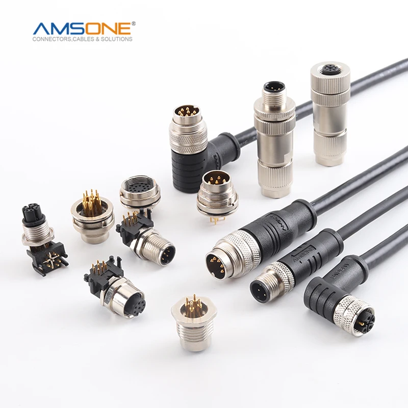 Amsone Custom M12 Connector 5 Pin Female Plug A-code Panel Mount - Buy M12 Connector 5 Pin ...