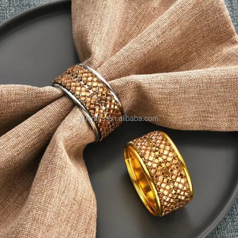 Luxury Event Wedding Napkin Rings Table Decoration Silver Gold Napkin ...