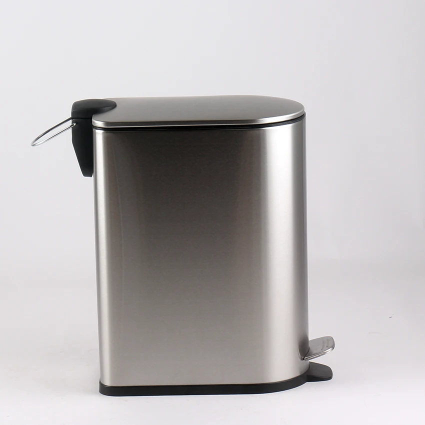 10l Slim D-shape Pedal Stainless Steel Waste Bin Round Bathroom And ...