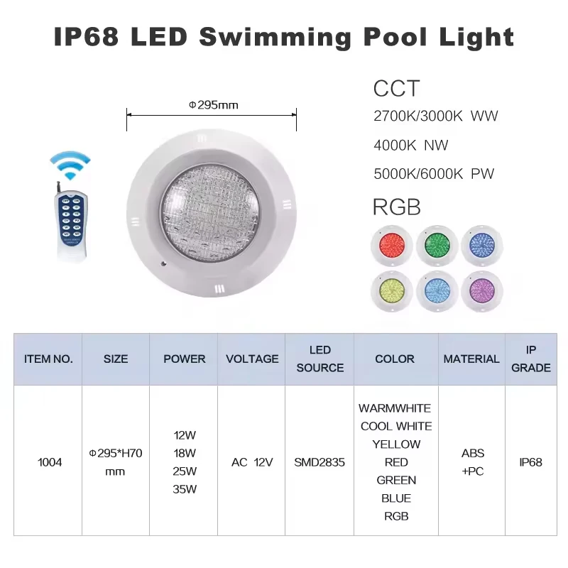 Ip68 Pool Light Led Underwater 12v Wall Mounted Rgb Lights For Swimming ...