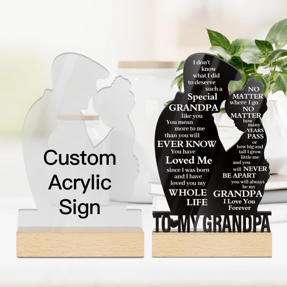 Customizable Acrylic Desk Display Sign With Wooden Base Meaningful ...