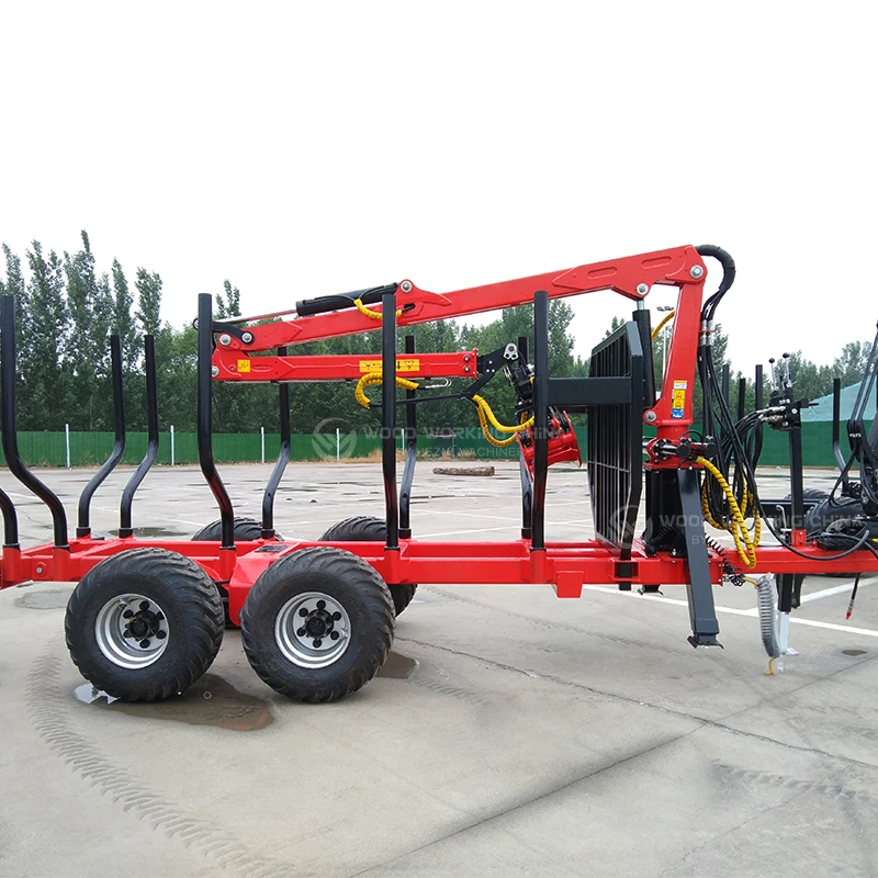 Hydraulic Timber Wood Log Loader Trailer with Grabber Crane